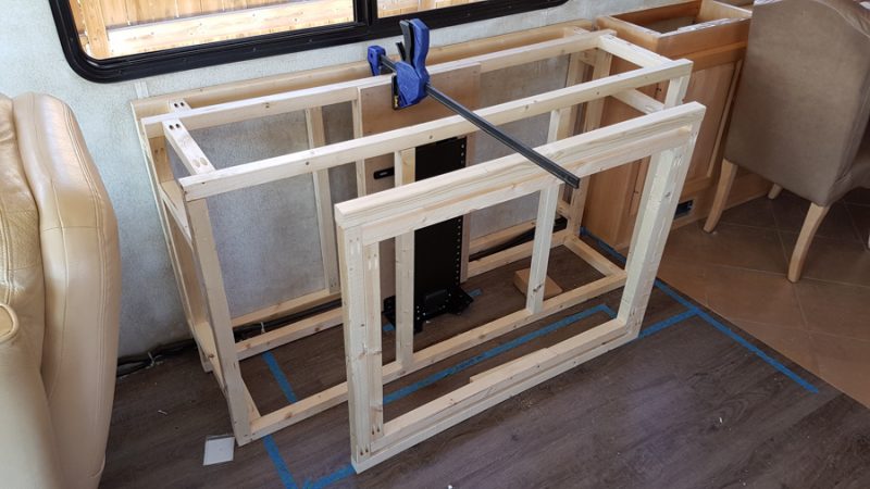 RV Media Center with Fireplace and TV Lift - Explorking